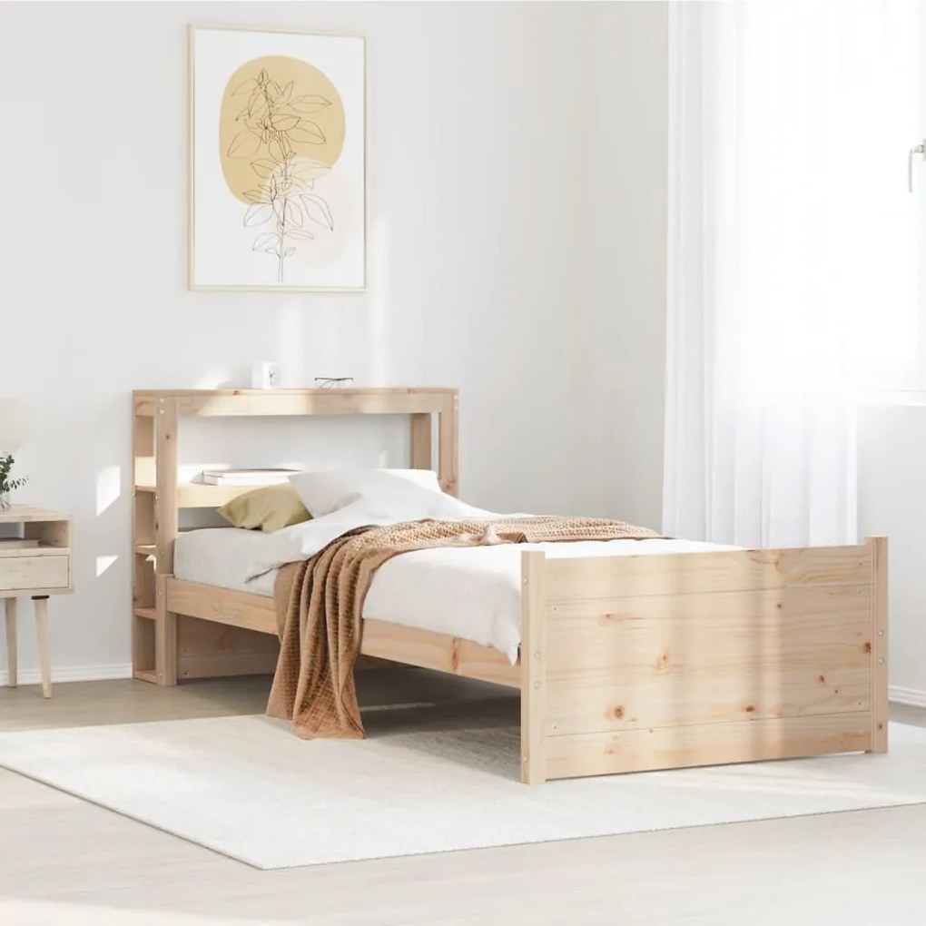 Rám postele s čelem 90 x 200 cm masivní borové dřevo 3306015