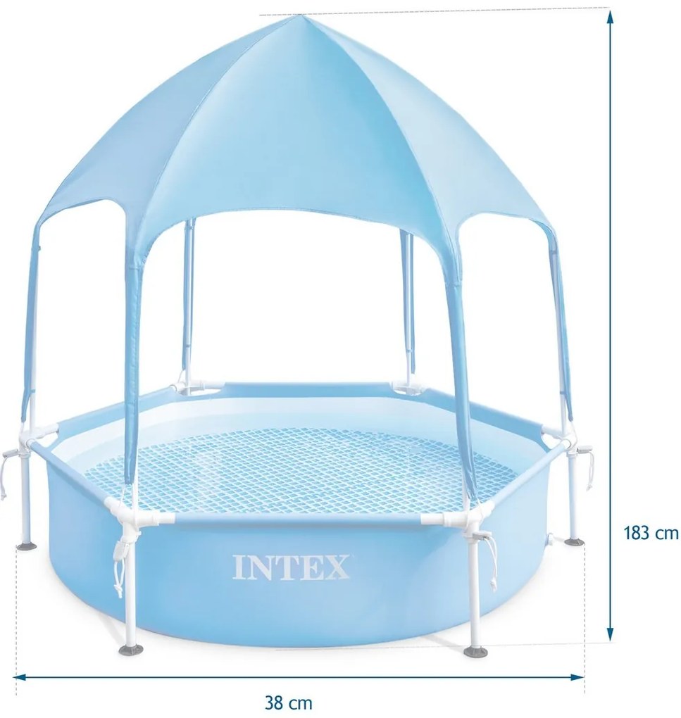 Dětský bazén s rámem a zastřešením 183 x 38 cm INTEX 28209 pro zahradu