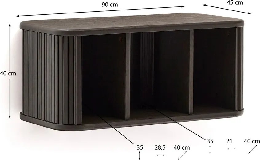 Tmavě hnědá závěsná skříňka pod umyvadlo v dekoru jasanu 90x40 cm Mailen – Kave Home