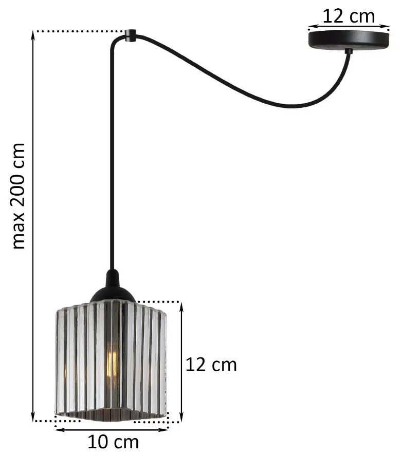 Závěsné svítidlo Riffle Square Spider, 1x grafitové skleněné stínítko, b