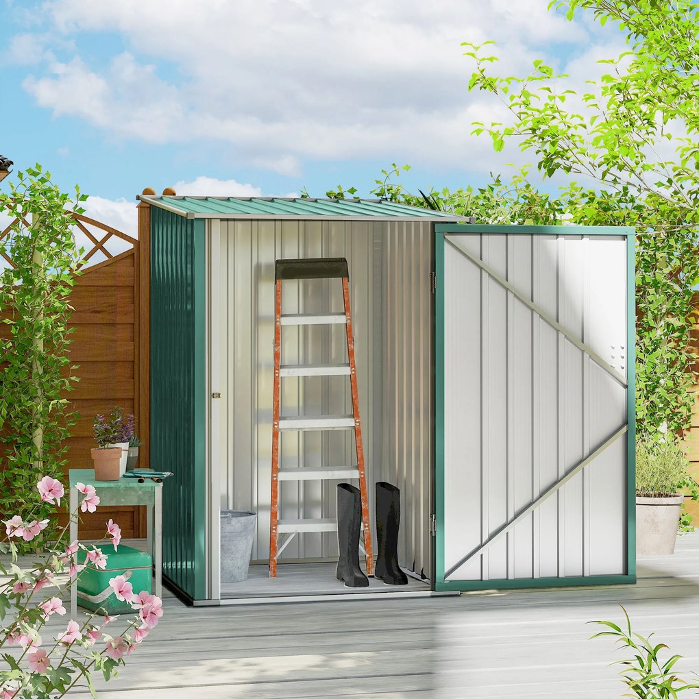 Zahradní kůlna Outsunny 0,92 m² 100x103x160 cm - Kovová kůlna se 1 dveřmi a zámkem na nářadí pro terasu