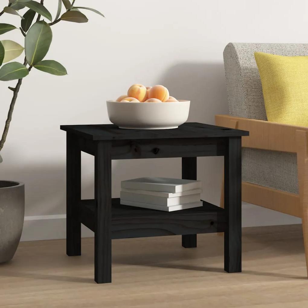 Konferenční stolek černý 45 x 45 x 40 cm masivní borové dřevo - Default Title