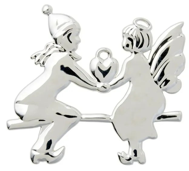 Vánoční ozdoba Angel on Seesaw Silver 6,5 cm Rosendahl