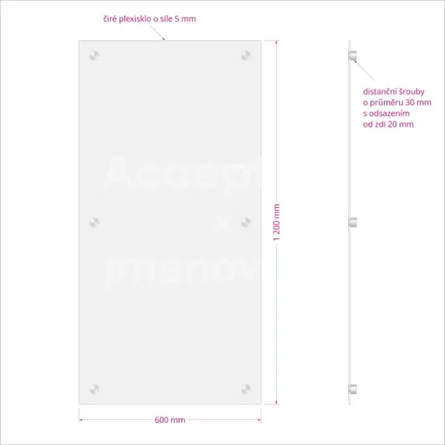 ACCEPT Hlavní orientační tabule Clear CL4 - rozměr 600 x 1 200 mm