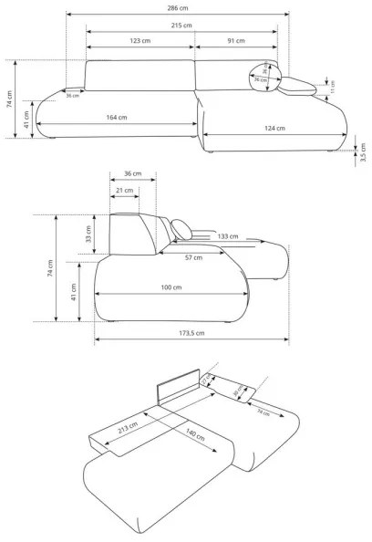 Rohová rozkládací sedací souprava s úložným prostorem do L PRATO levá béžová