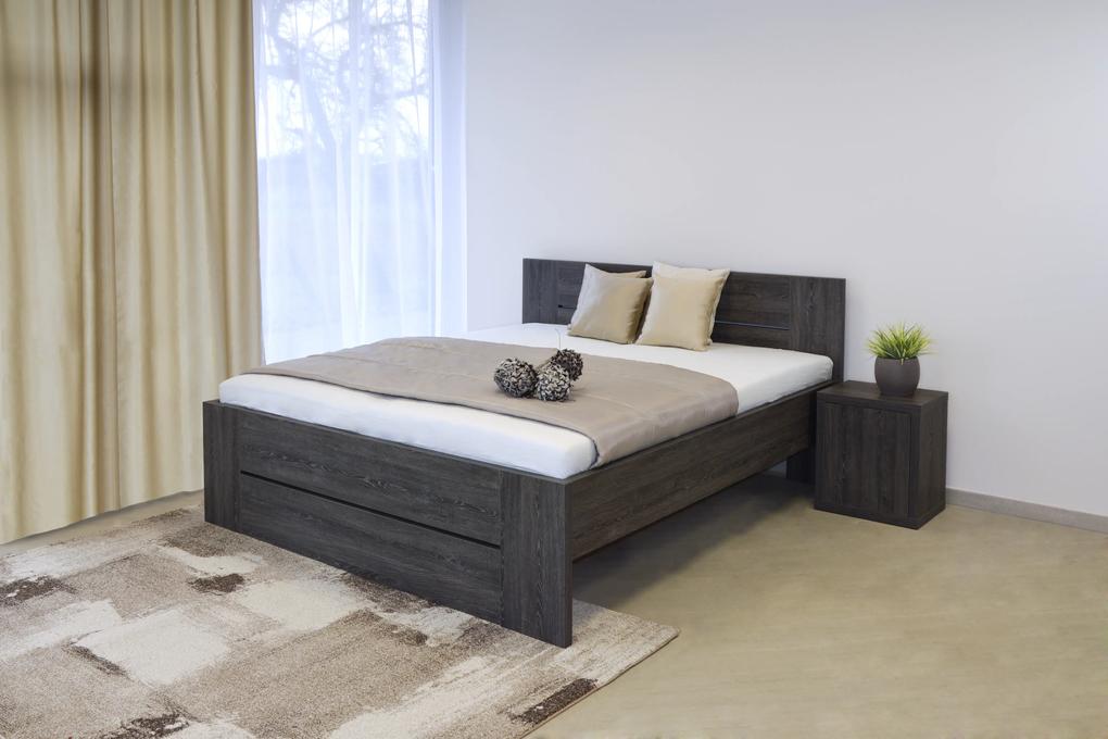 Ahorn Dřevěná postel Lorano 190x100 Dub hnědý