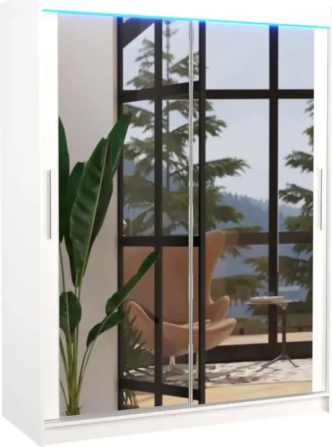 Posuvná skříň se zrcadlem a LED osvětlením PERMO 150