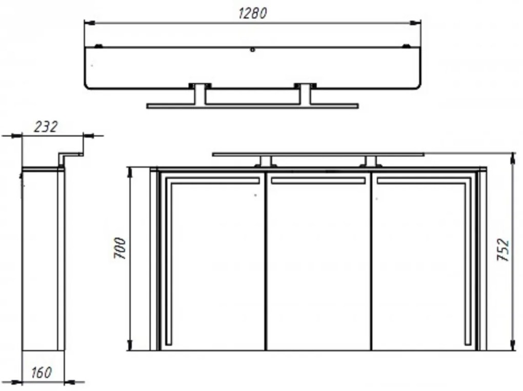 Lavedo Levanto Grey 128 zrcadlová skříňka do koupelny s LED osvětlením a podsvícením