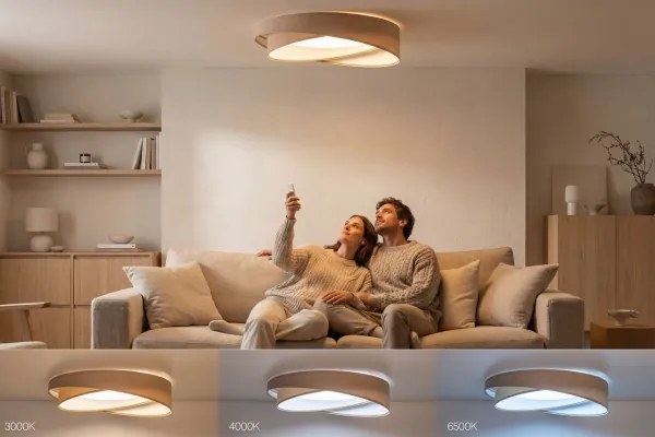 LED Stm. stropní svítidlo SM. GALAXY M. LED/24W/230V pr. 55 cm béžová/bílá + DO