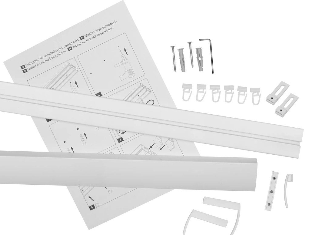 Dekodum Jednořadá hliníková stropní kolejnicová garnýž s krytem bílá 400 cm