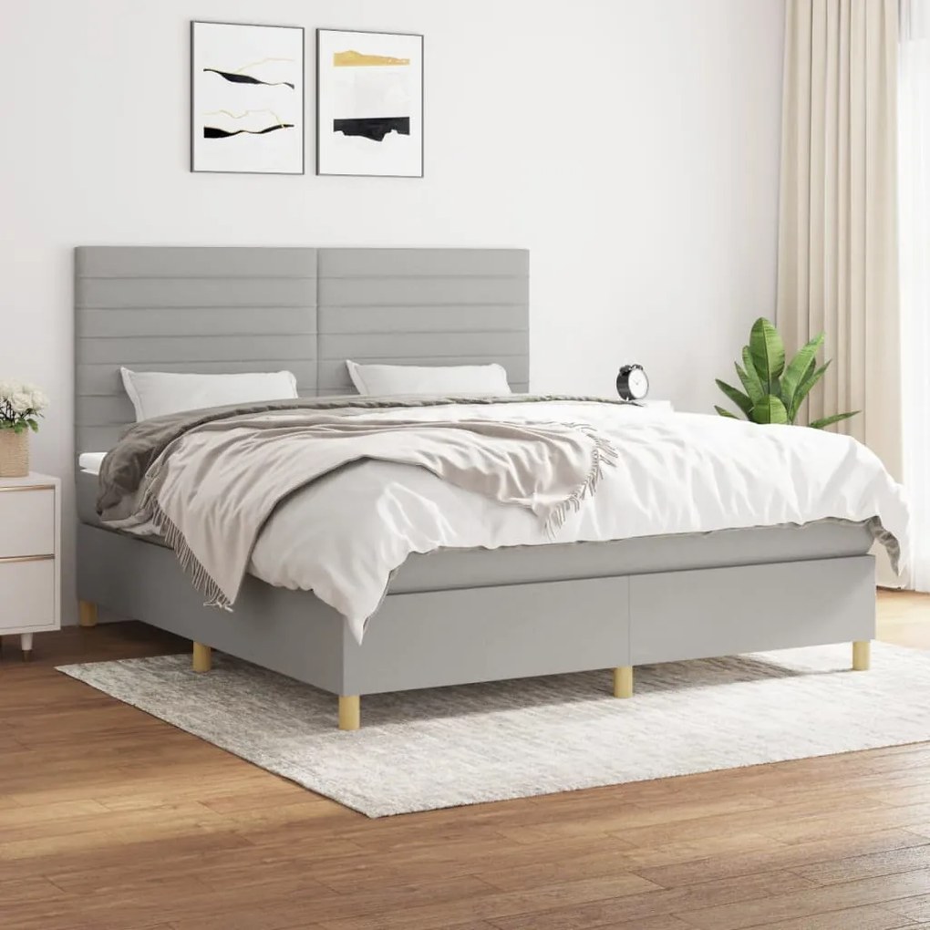 Box spring postel s matrací světle šedá 180 x 200 cm textil 3142433