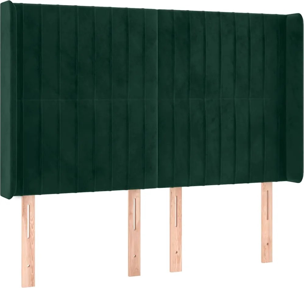 Box spring postel s matrací a LED tmavě zelená 140x190 cm samet 3139682
