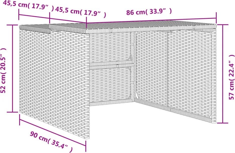 vidaXL Garáž pro robotickou sekačku 86x90x52/57 cm polyratan [365404] Barva: Šedá