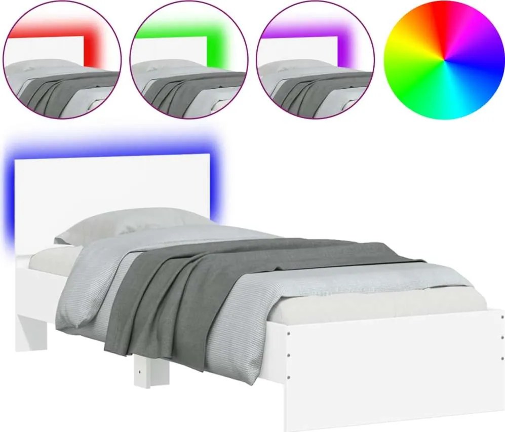 vidaXL Rám postele s čelem a LED osvětlením 90 x 200 cm [838806] Barva: šedá sonoma