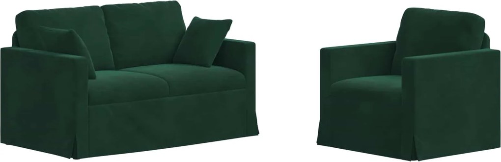 Set pohovek 2 ks Tmavě zelená samet 3407509