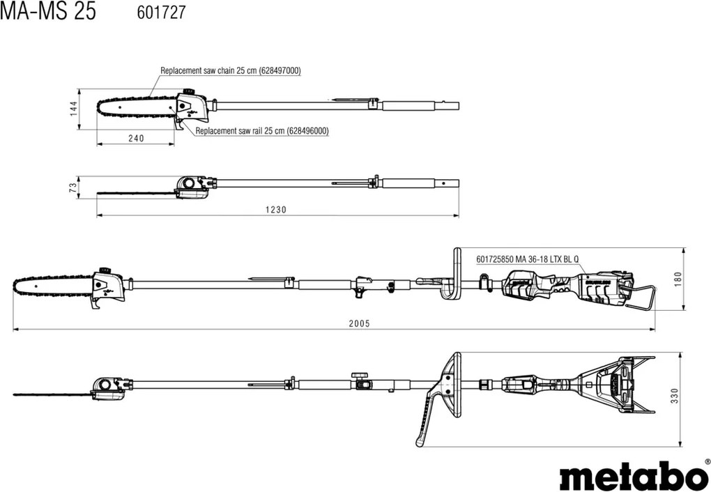 Nástavec s vyvětvovací pilou Metabo MA-MS 25