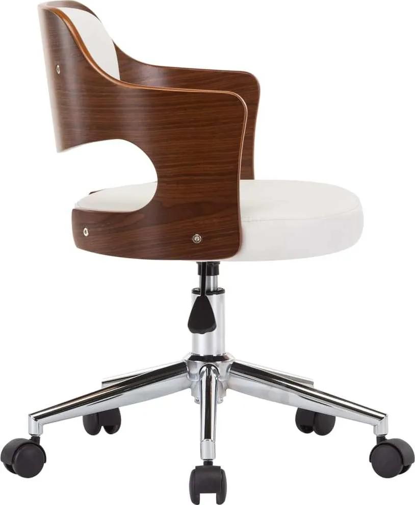 vidaXL Otočná kancelářská židle ohýbané dřevo a textil [3054849] Barva: Bílá