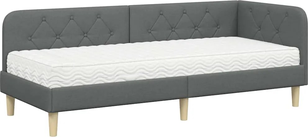 Rohový rám postele Tmavě šedá 80 x 200 cm textil 3394102