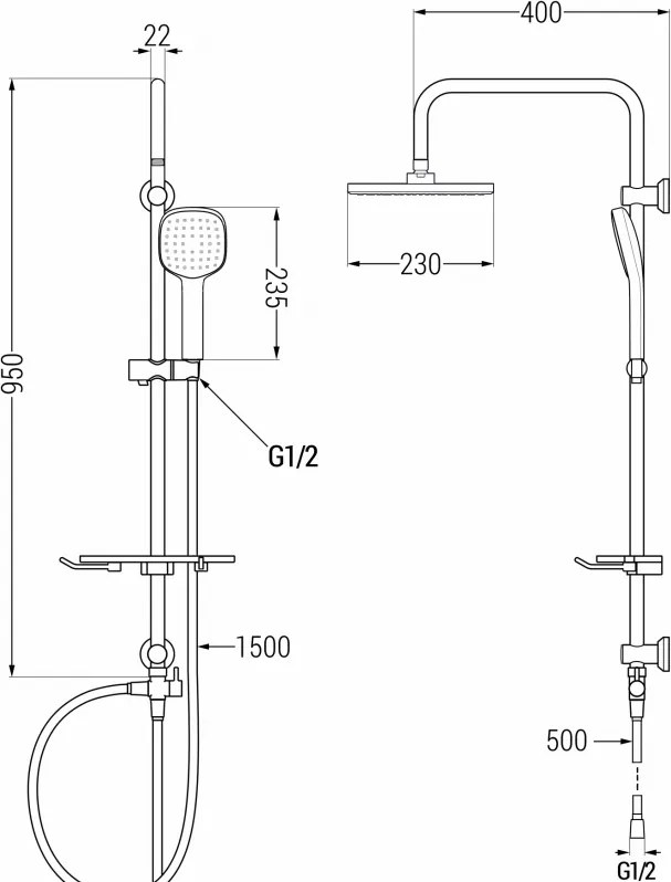 Mexen sprchový set T33 s horní hlavicí čtvercovou, černá, 798333393-70