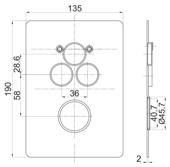 Mereo sprchová sada s termostatickou podomítkovou tlačítkovou baterií 3cestná hranatý kryt mosaz chrom CB60157TC1N