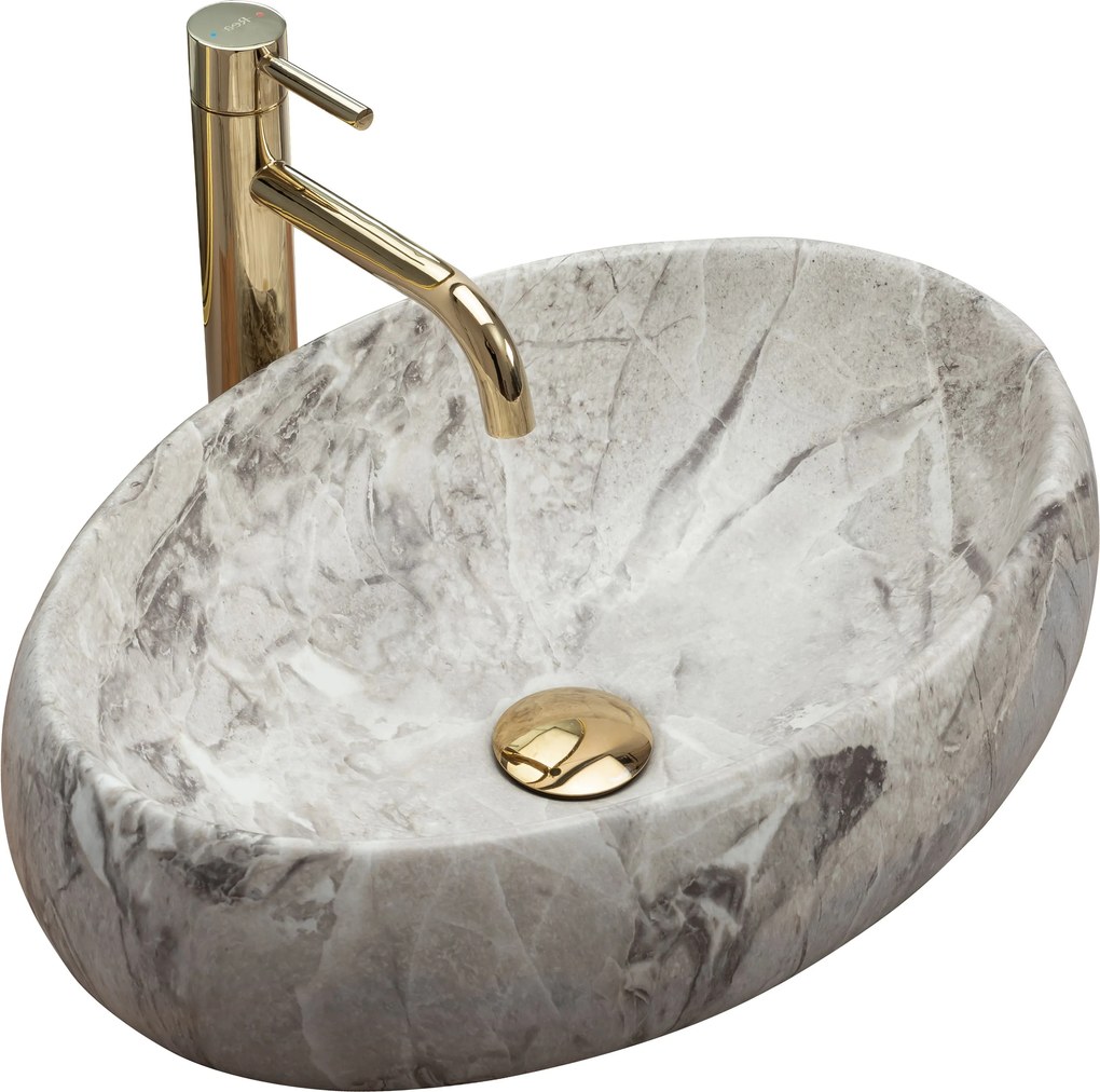 Rea Linda Stone umyvadlo, 49 x 34 cm, imitace kamene, REA-U1020