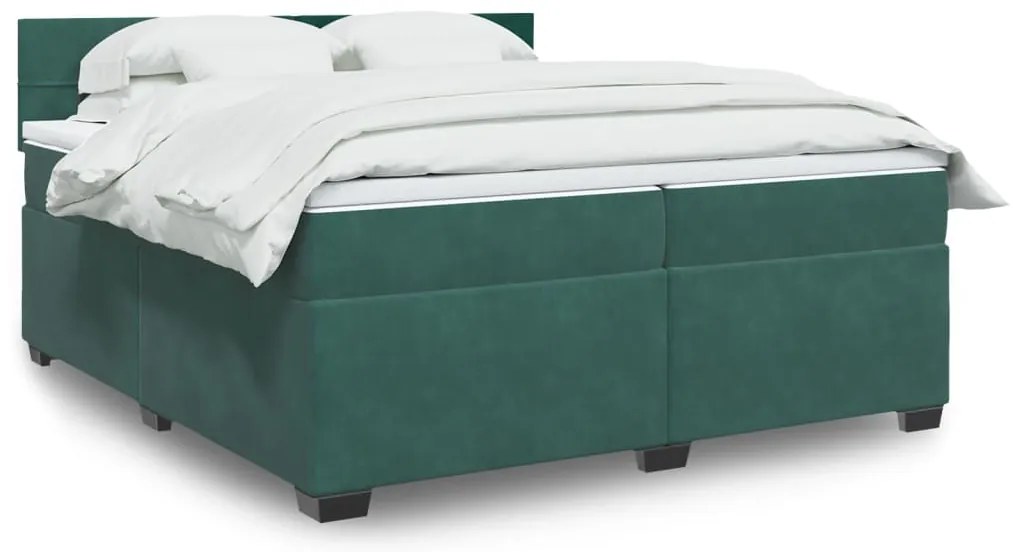 Box spring postel s matrací tmavě zelená 200x200 cm samet 3288705