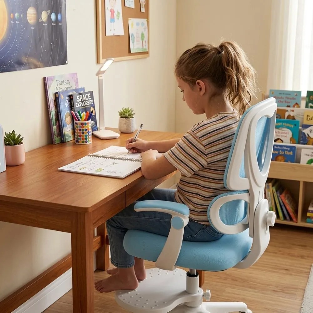 Dětská otočná židle Neoseat JUNI 023 — látka, pratelný potah, modrá