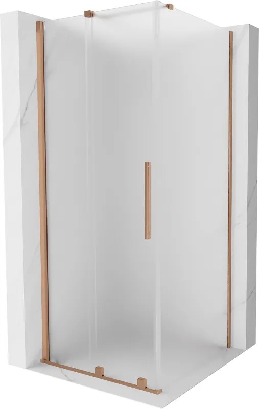 Mexen Velar, sprchový kout s posuvnými dveřmi 110 x 110 cm, 8mm sklo námraza, měděná matná, 871-110-110-31-65