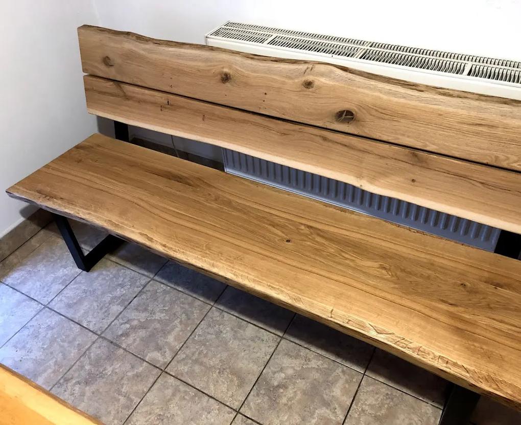 KULHÁNEK Designová jídelní lavice s opěradlem Délka: 170 cm, Odstín podnože: černá - RAL 9005