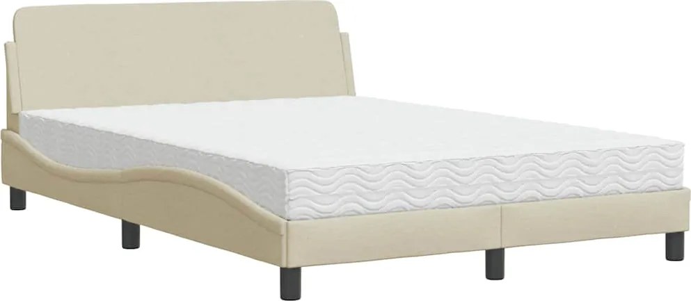 Postel s matrací Dover krémová 140 x 190 cm textil 3208389