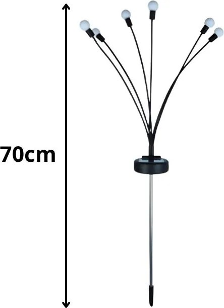 Verk Group SOLÁRNÍ ZAHRADNÍ SVÍTIDLA KULIČKY 2 KUSY PO 6 LED SVÍTIDLECH DÉLKA 70 CM