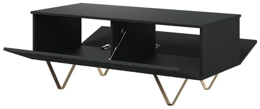 Konferenční stolek Scalia 2K 120 cm - černý mat / zlaté nožky