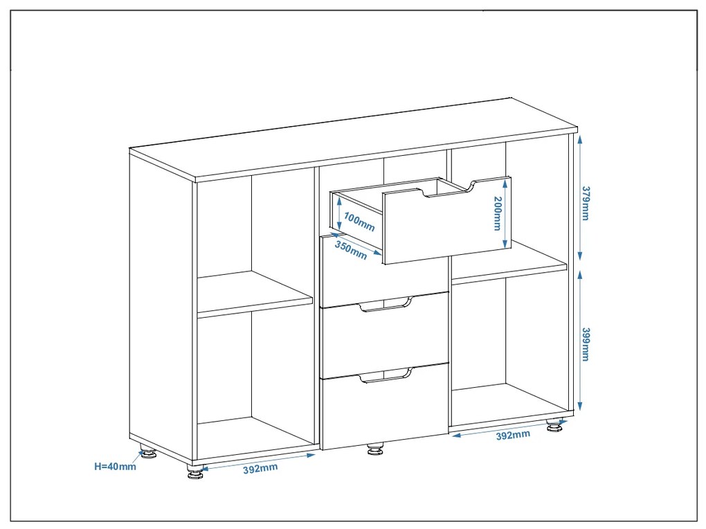 Vomaks unit, s.r.o. Komoda K-4+2 EKO Barva: beton