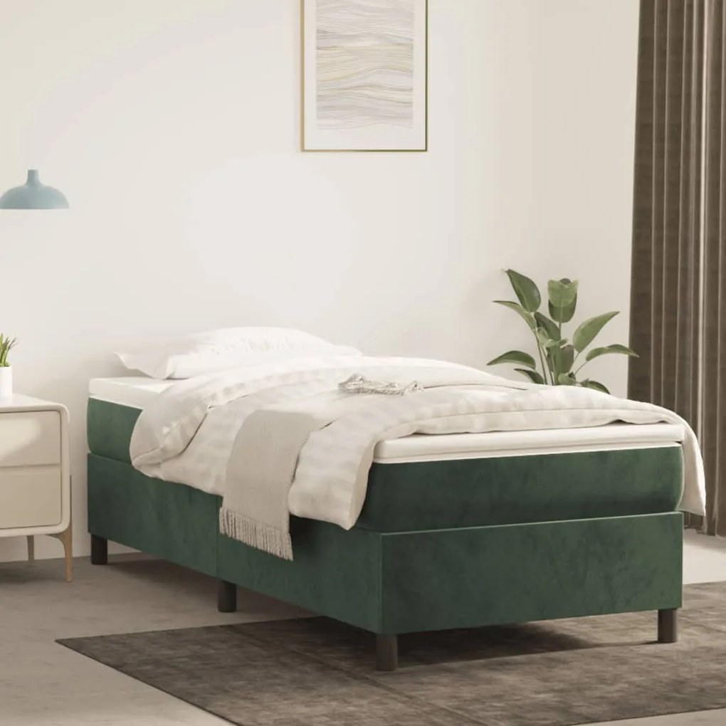 Rám postele s boxspringem tmavě zelená 90 x 190 cm samet 3121093
