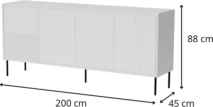 Komoda ABI 200 cm bílá