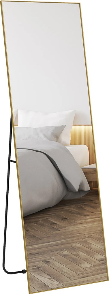 HOMCOM Velké obdélníkové zrcadlo ve full-length provedení, 50 x 160 cm - stojací, na stěnu nebo opřené o zeď - do ložnice, obývacího pokoje a šatny, …