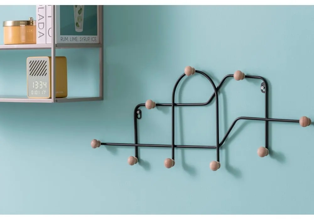 Černý kovový nástěnný věšák 71 cm Maze – PT LIVING