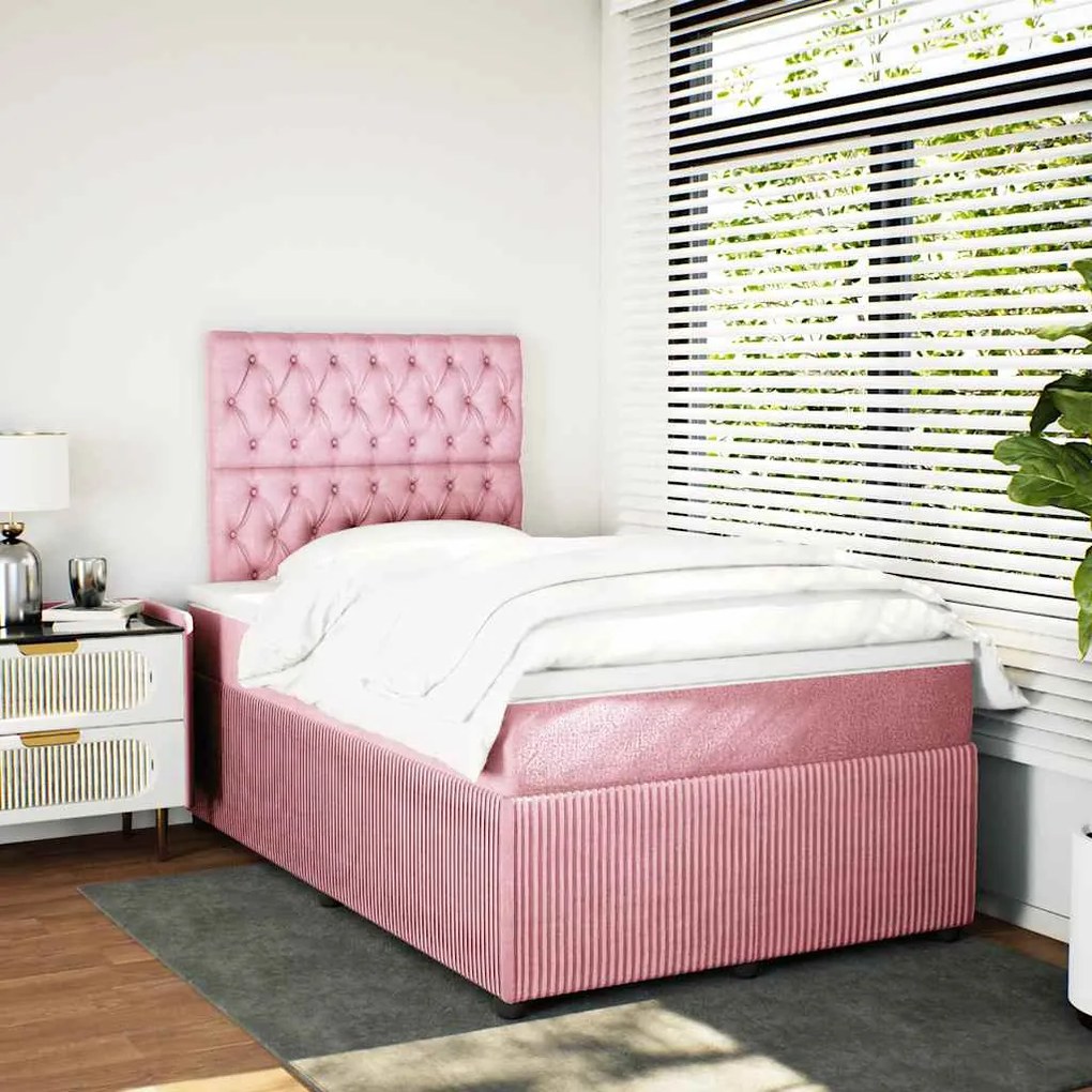 Box spring postel s matrací růžová 120 x 200 cm samet 3294621