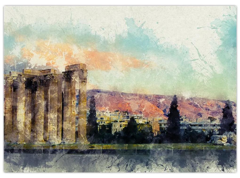 Skleněný obraz - Akropolis, Athény, Řecko (70x50 cm)