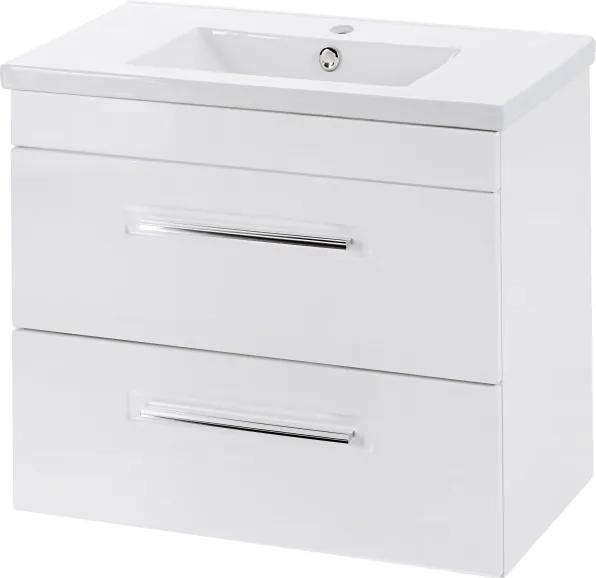 MAXIVA Závěsná skříňka pod umyvadlo - ACTIVE 820, šířka 60 cm, bílá/lesklá bílá