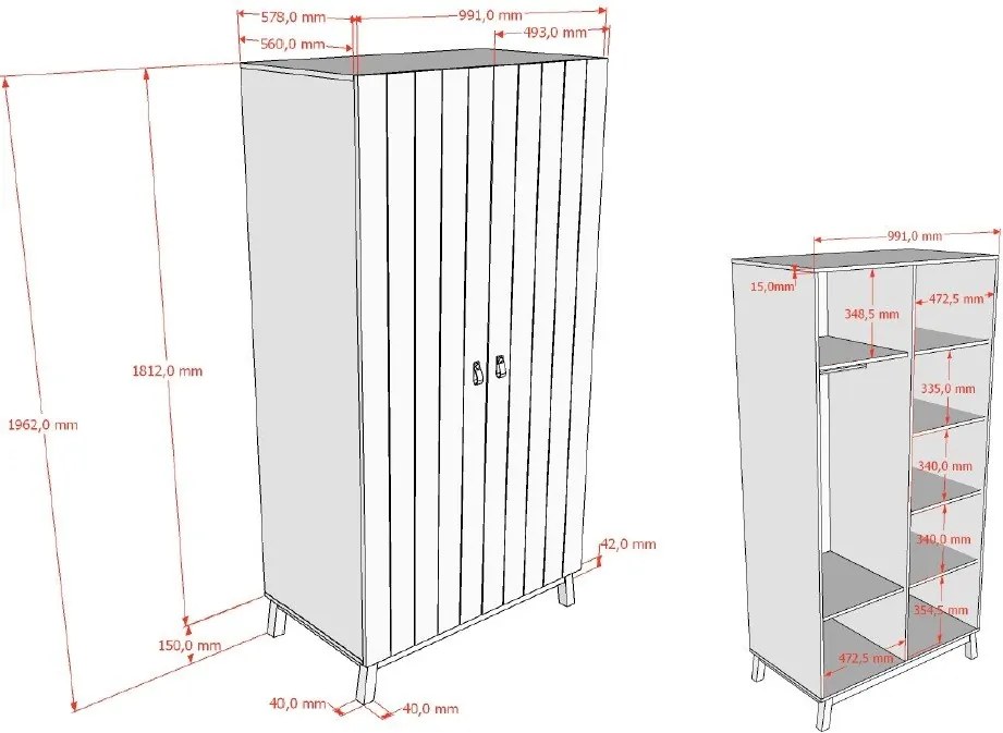 Béžová dětská šatní skříň 99x196x58 cm Sezane – Vipack