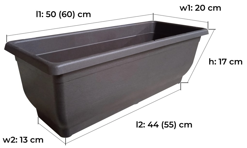 Dřevěný truhlík STATEK - dvojitá ochrana 55x23x18 cm
