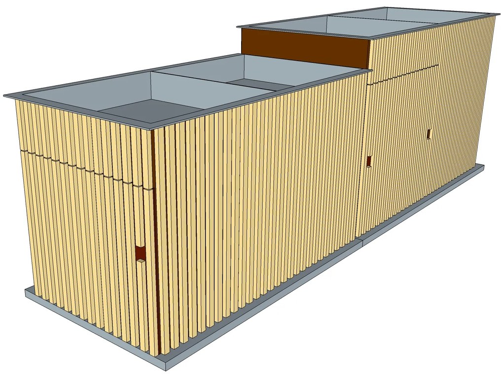 DESIGN FACTORY - Cyklobox de Luxe 5–6 kol s velkým úložištěm, barva natur, (1,6 x 4,3 m), CYKL5-6VELK