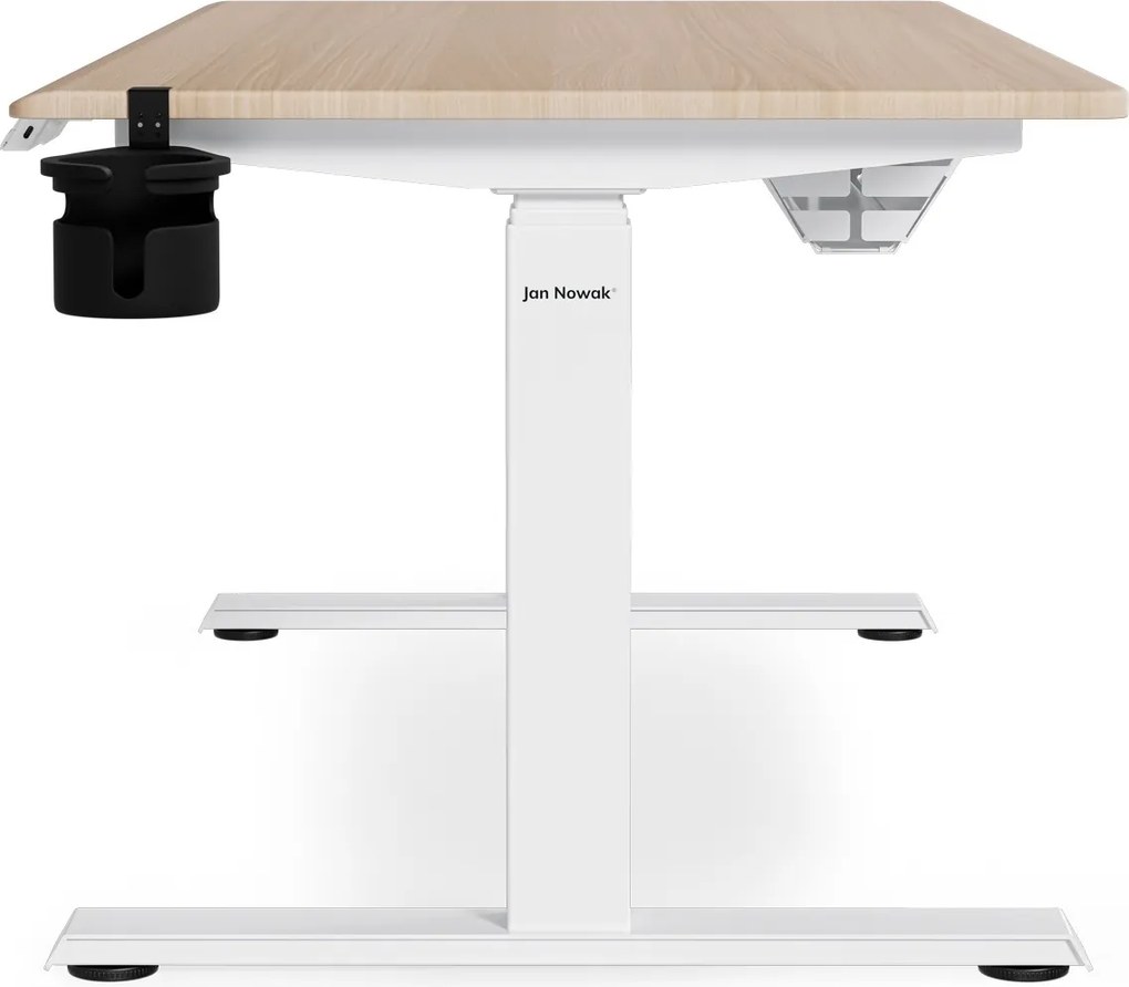 Elektrický stůl s nastavitelnou výškou ergonomický bílý/dub sonoma,1400x700 mm: ARIA