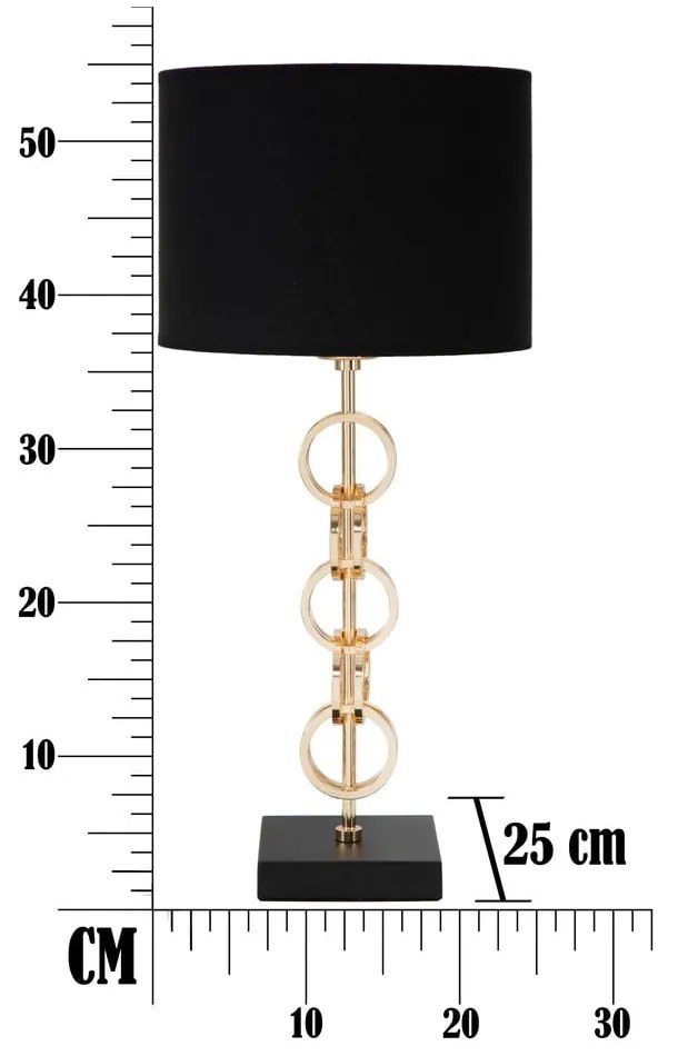 Stolní lampa v černo-zlaté barvě Mauro Ferretti Glam Rings, výška 54,5 cm