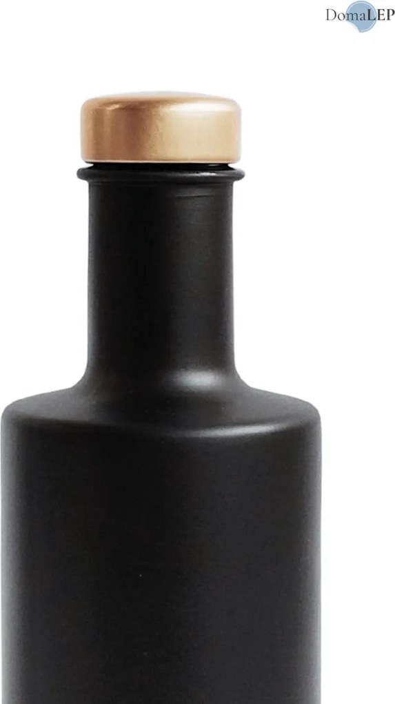Skleněná láhev na olej 200 ml černá matná se zlatým uzávěrem VILO
