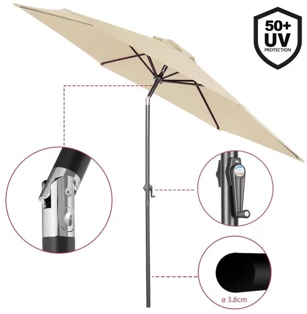 Slunečník béžový průměr 300 cm 104066
