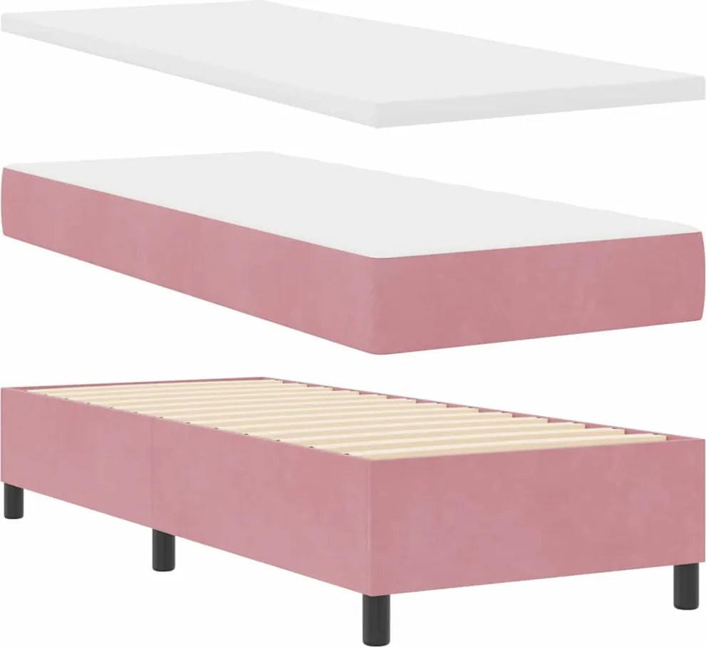 Postel s boxspringem s matrací s čelo Růžová 80 x 200 cm samet 3339733