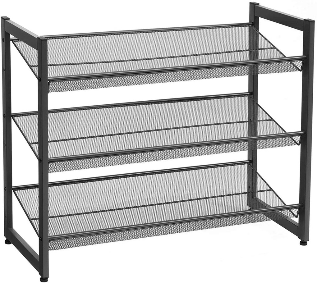 Stohovatelný regál na boty IDA, 3 police, 74x31x63cm, černá SongmicsHome