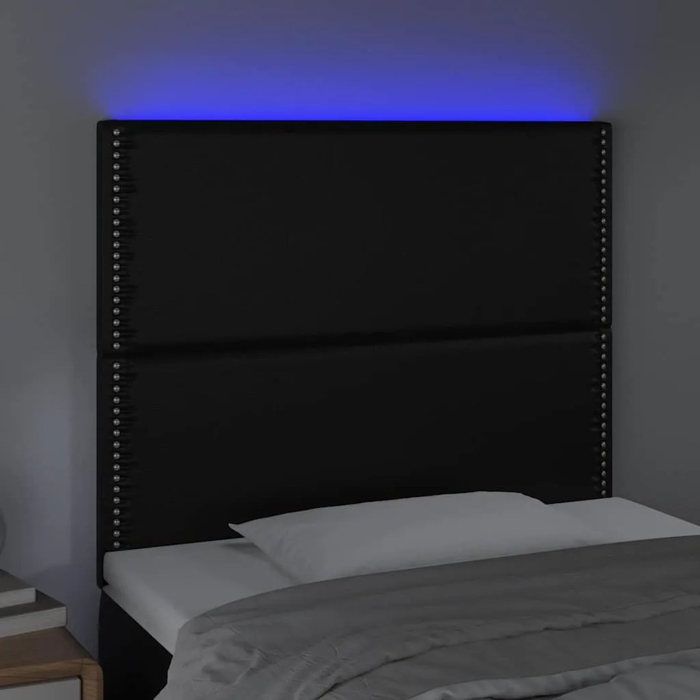 Čelo postele s LED černé 100x5x118/128 cm umělá kůže 3122368